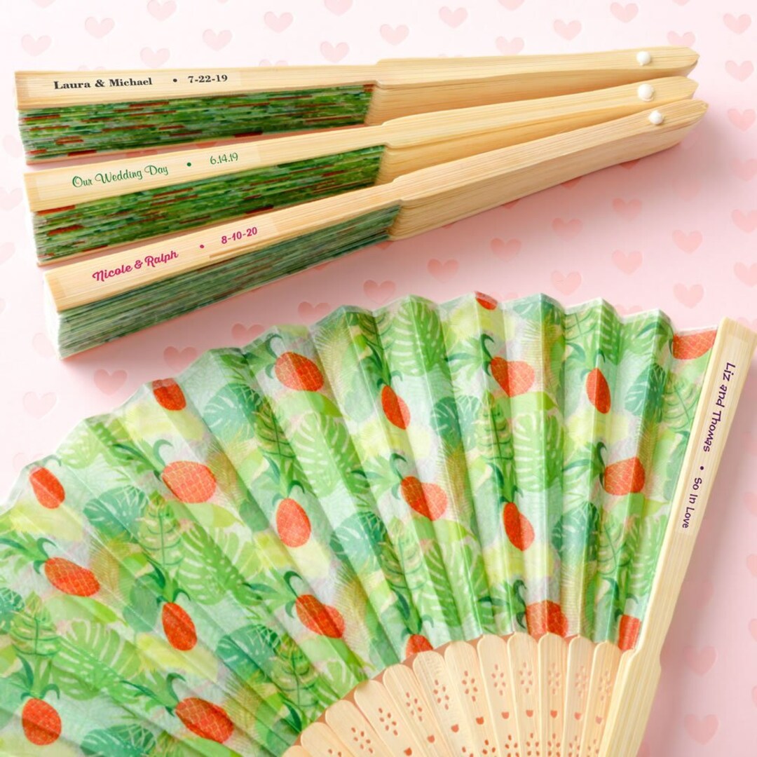 50 Pineapple Themed Fan With Personalized Labels Set of 50 - Etsy