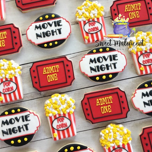 2 Dozen Movie Night Sugar Cookies. Movie Night Birthday - Etsy