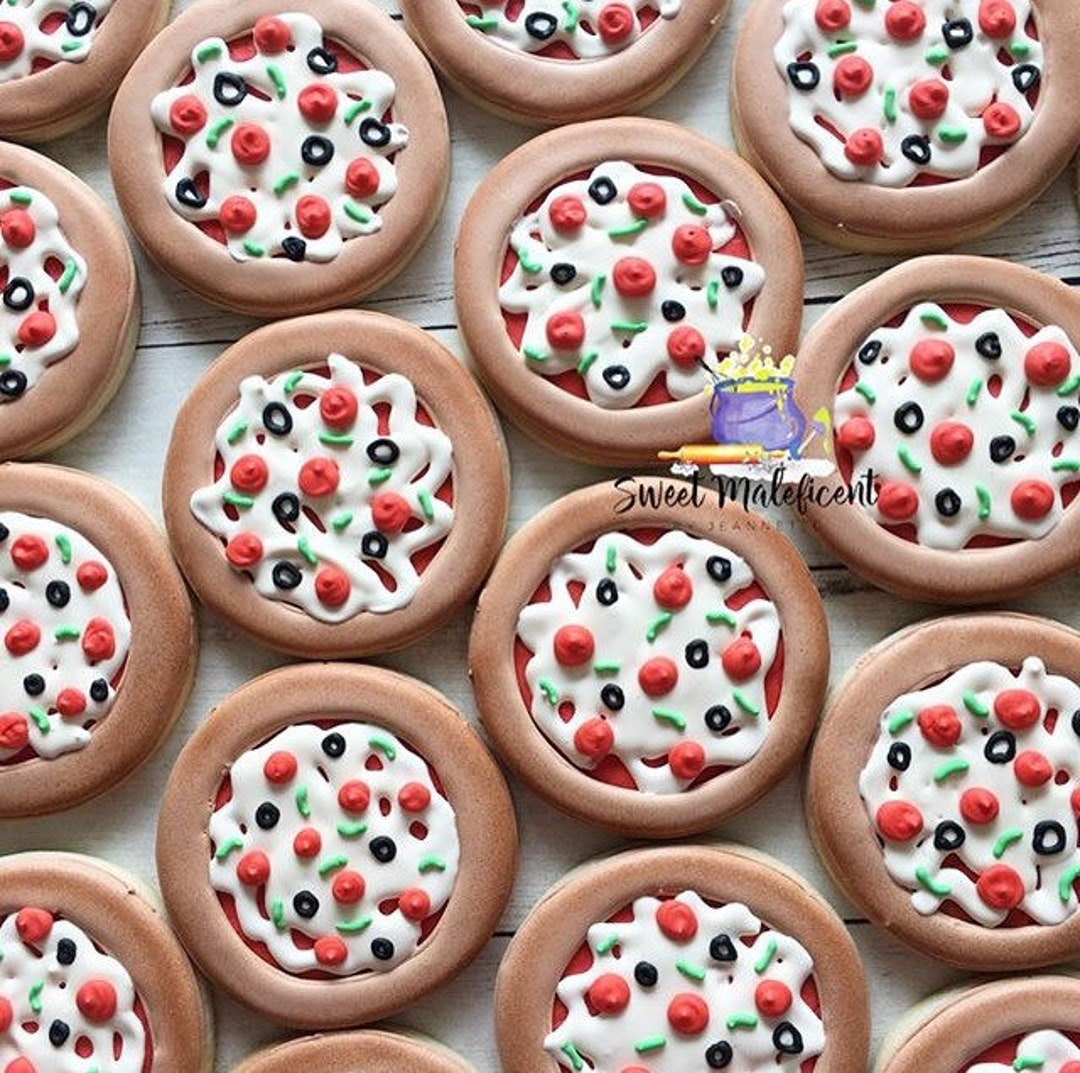 2 Dozen Pizza Cookies • Mini Cookies Pizza - Etsy
