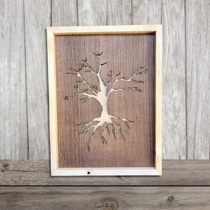 Tree Root Wall Art, Wood Tree Wall Décor, Framed Tree Wall Art, Rustic ...