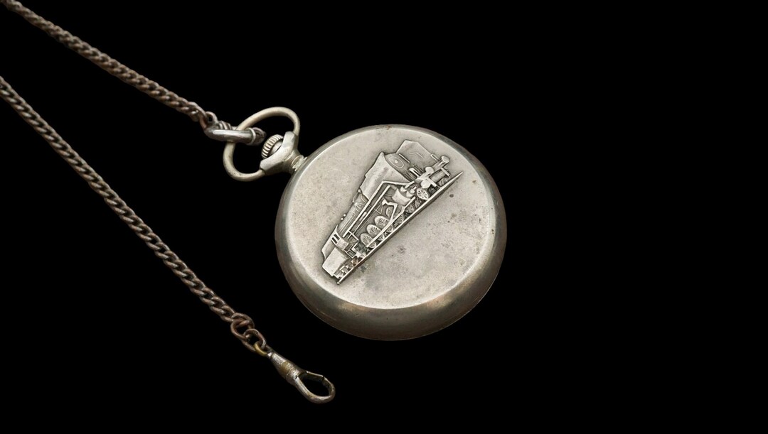 Vintage Soviet Mechanical Open Face Pocket Watch Molnija 3602 Train ...