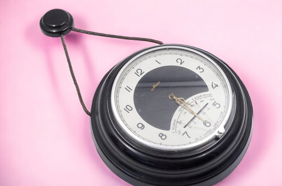 Vintage Bakelite Soviet Wall Clock Barometer MAYAK 11 Jewels Mechanical ...