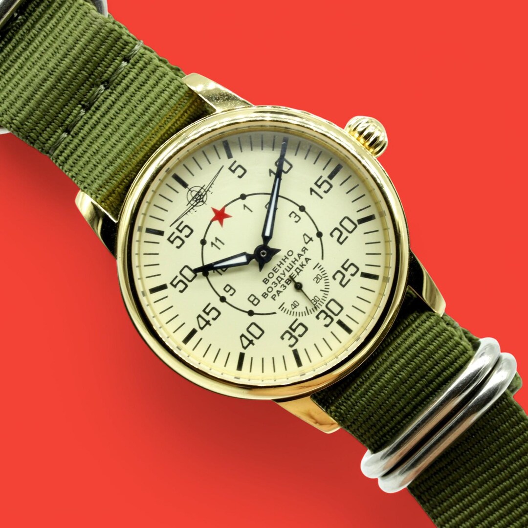 PILOT Aviator MILITARY Stainless Steel Watch Pobeda 2602 Aerial ...