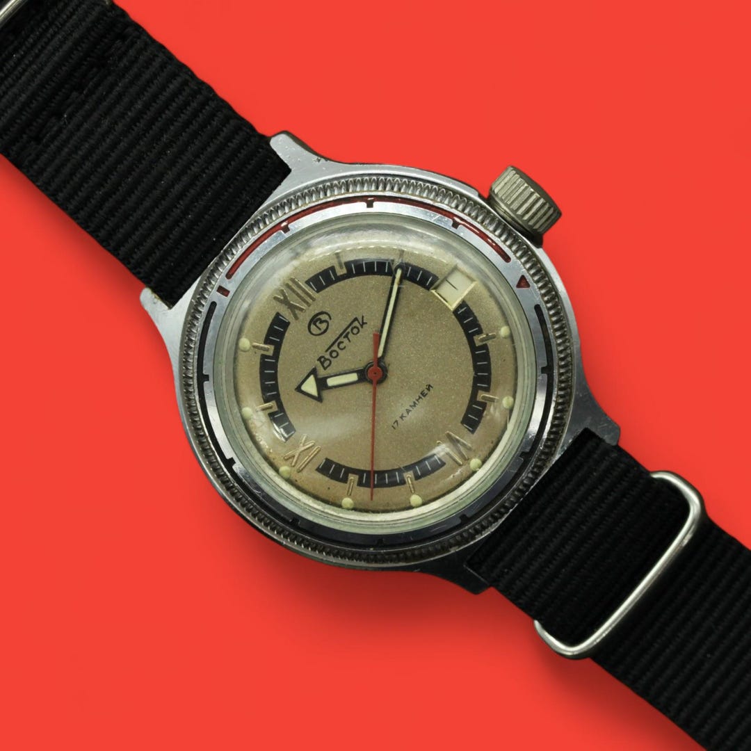 Vintage Soviet Military Watch Vostok 17 Jewels Diver's USSR Mechanical ...