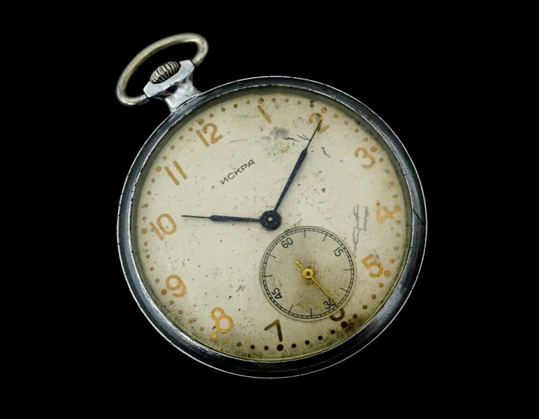 Vintage Soviet Mechanical Pocket Watch ISKRA 3Q1961 Open Face 15jewels ...