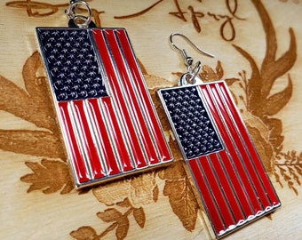 American Flag Earrings - Etsy