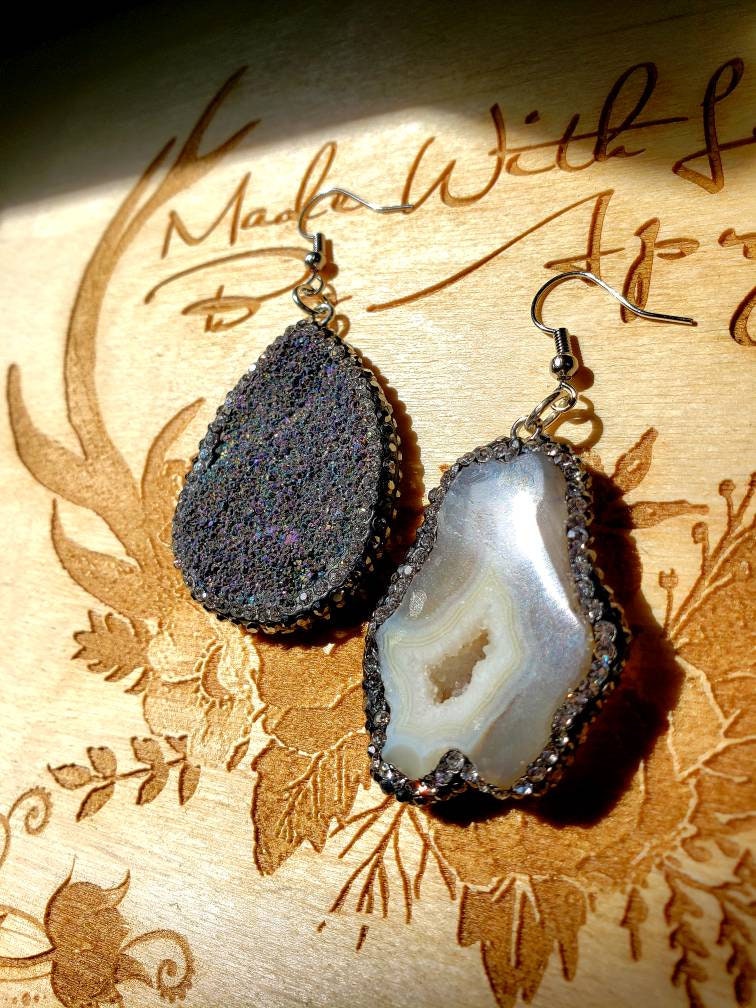Mix Matched Crystal Rock Earrings Crystal Earrings - Etsy