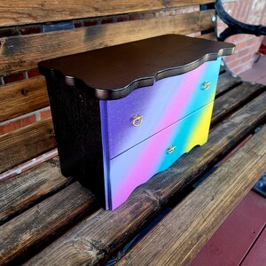 Rainbow Jewelry Box Colorful Jewelry Box Glitter Jewelry Box Black ...