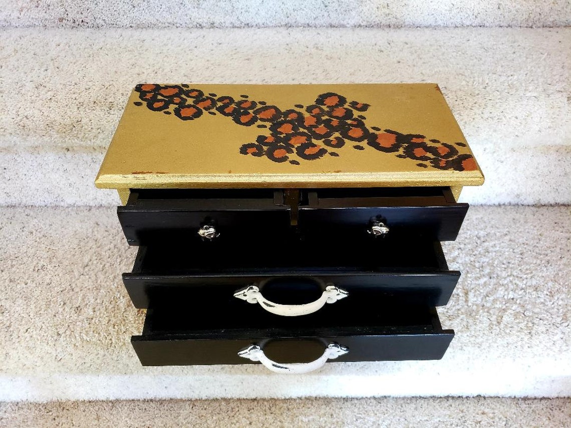 Leopard Jewelry Box Storage Box Leopard Storage Box Gold and - Etsy