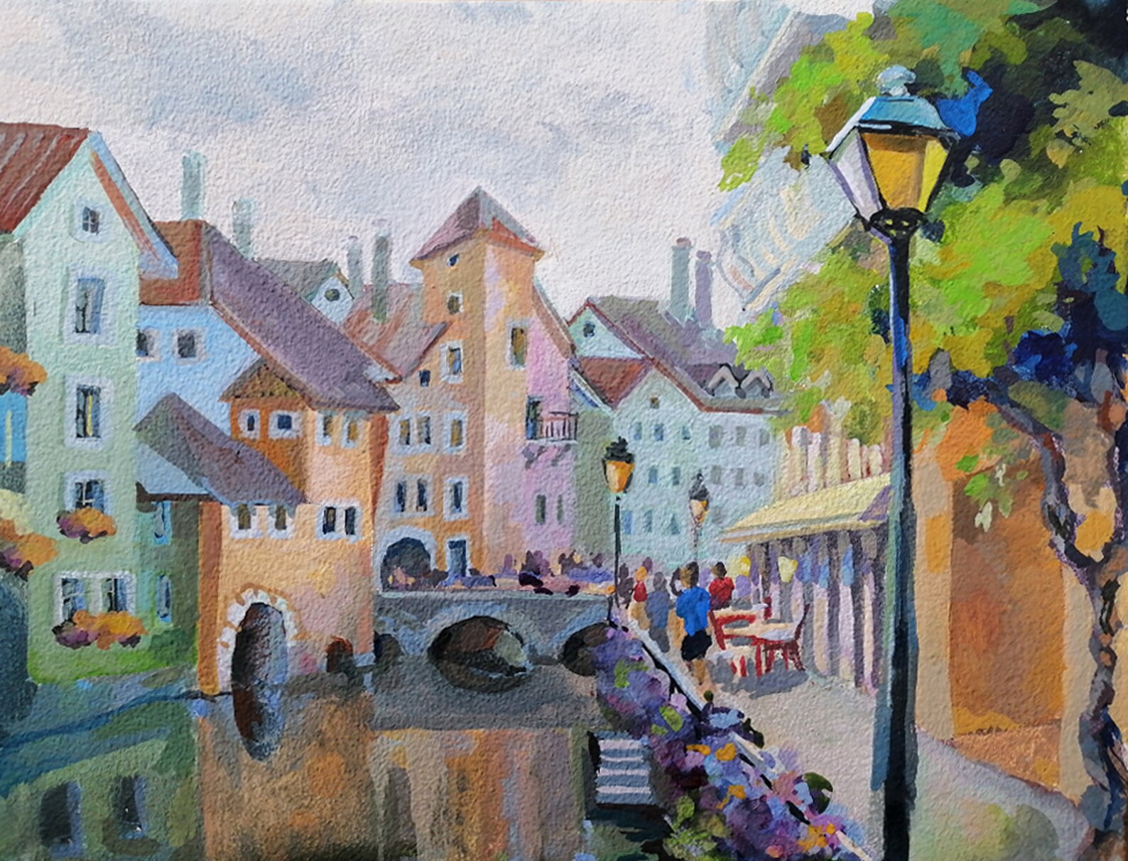 France Annecy Painting Original Art City Landscape Oil Lake | Etsy