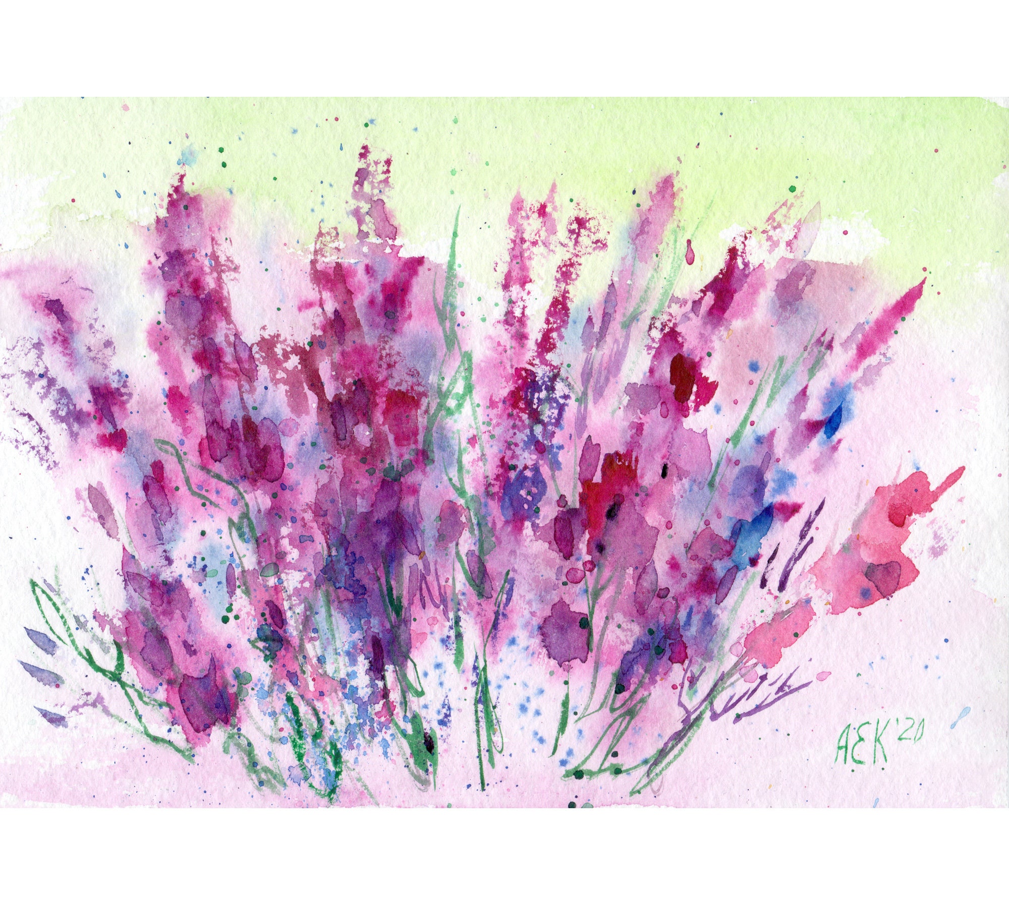 Lavender Painting Original Art Flowers Aqurelle Lavender | Etsy