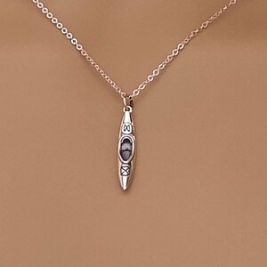 Kayak Necklace, Sterling Silver Kayak Pendant, Kayaking Jewelry, Kayak ...