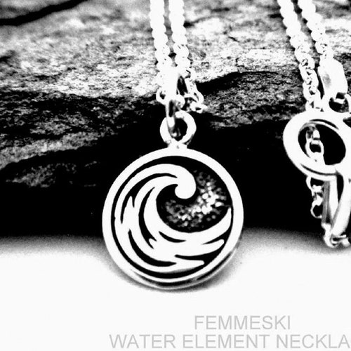 Water Element Necklace Four Elements Water Symbol Wave - Etsy