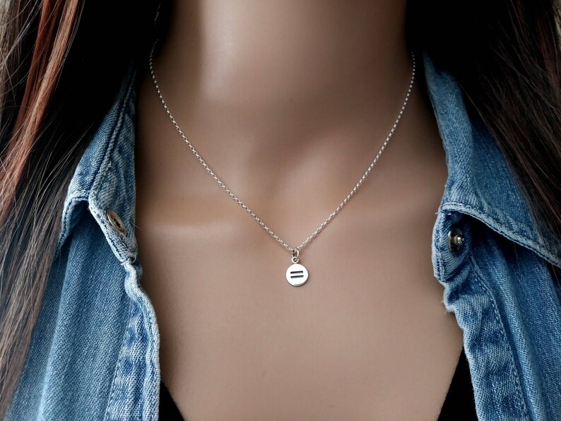 EQUALITY Necklace Sterling Silver Equal Sign Charm Jewelry | Etsy