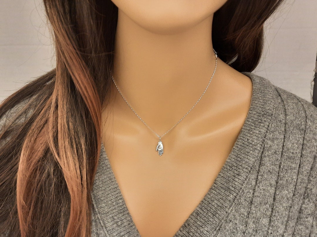 Silver Hand Necklace, Hand Charm, Hand Pendant - Etsy