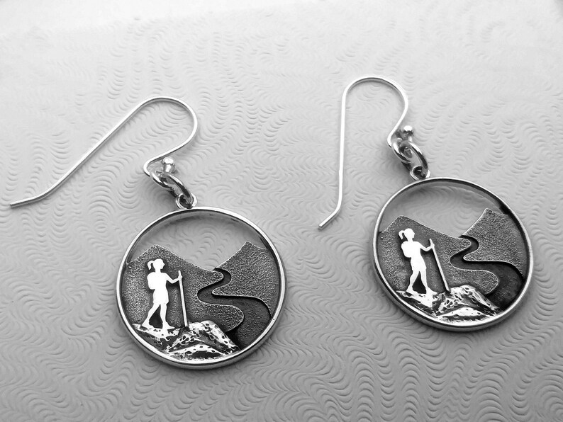 Hiking Girl Earrings Trail Walk Adventure Hiker Gift for | Etsy