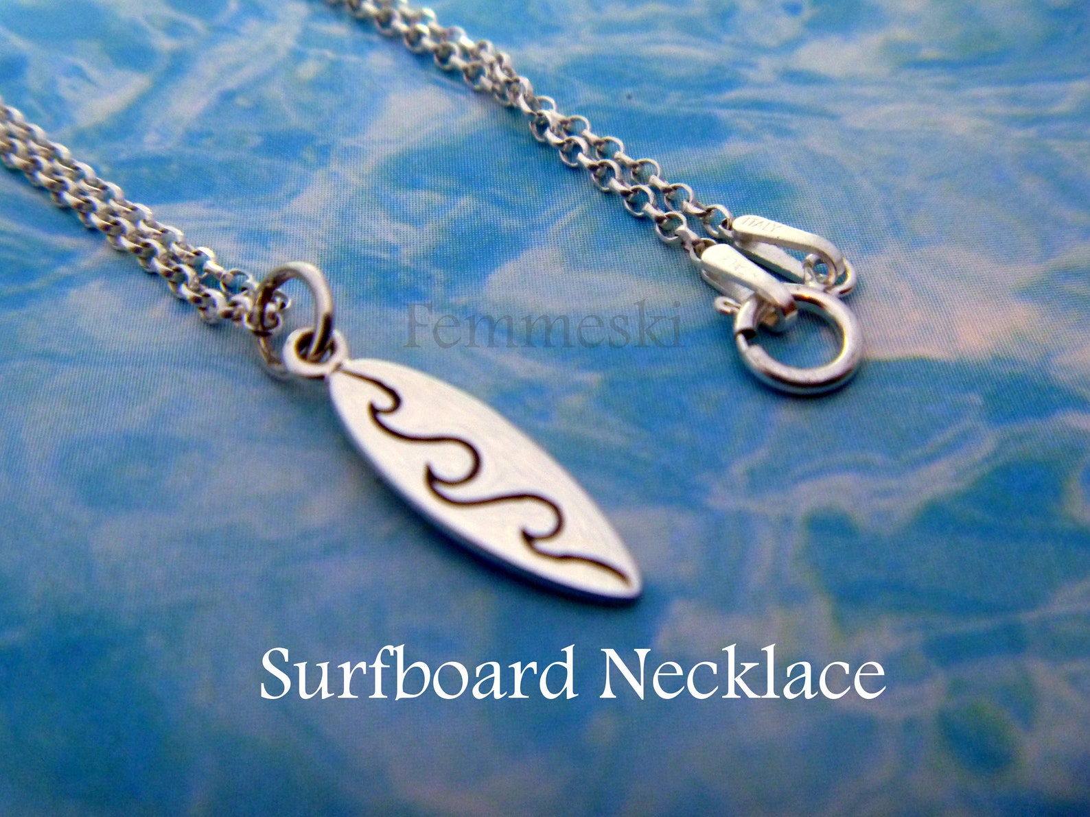 Surfing Necklace Gift for Surfer Surfboard Charm Sterling - Etsy