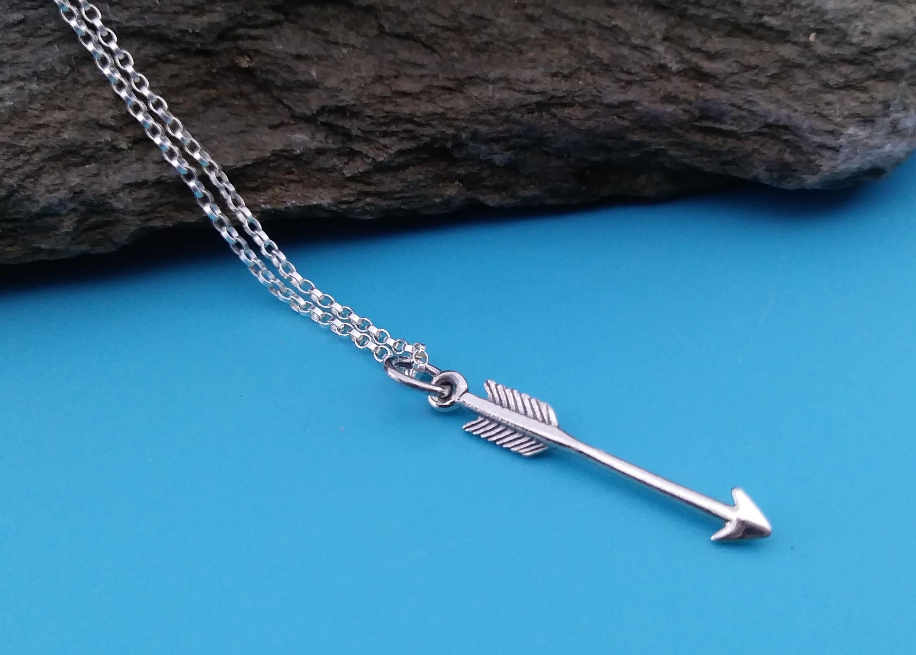 Arrow Necklace, Small Arrow Charm, Sterling Silver Arrow Pendant Inner ...