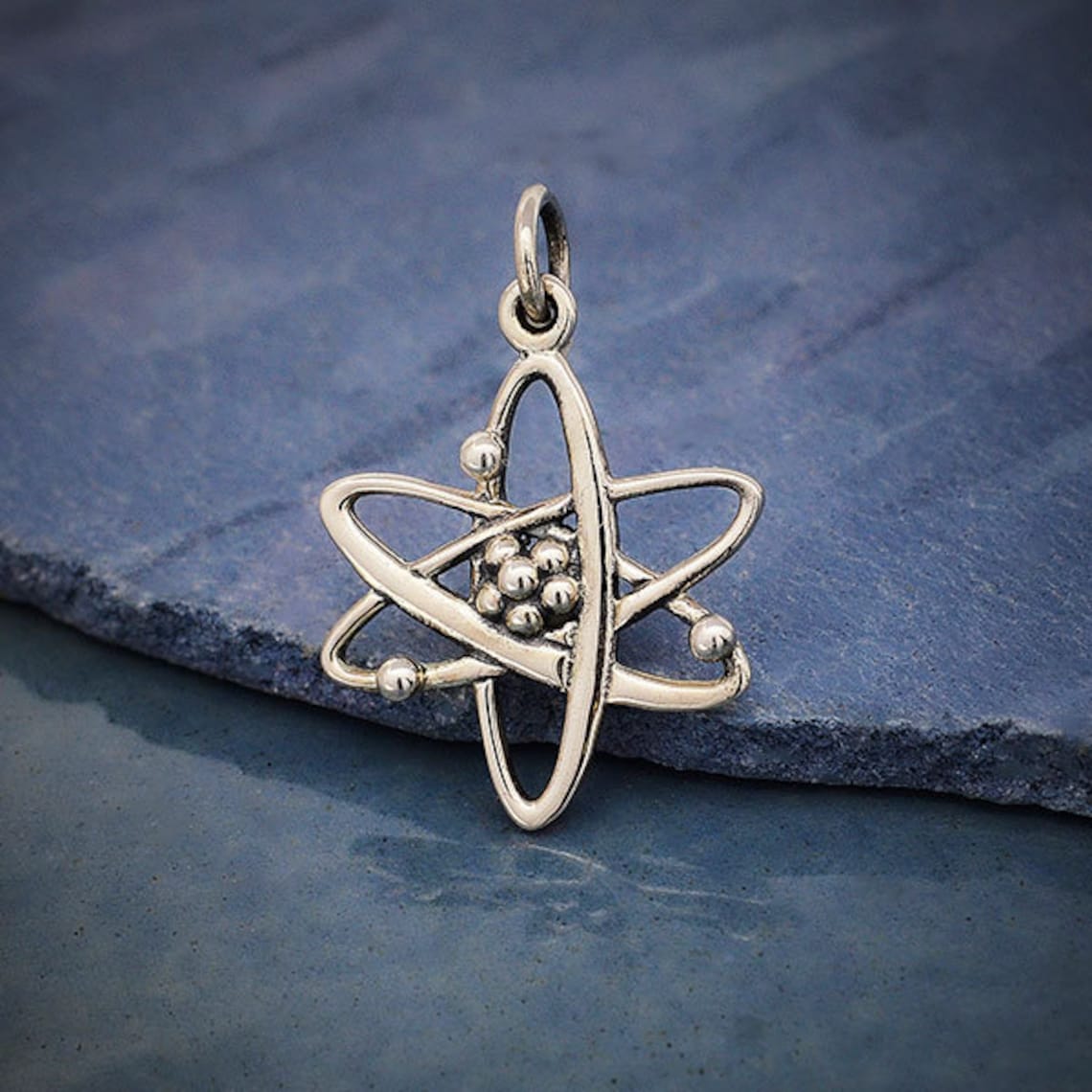 Sterling Silver Atom Necklace Science Jewelry Atom Charm | Etsy