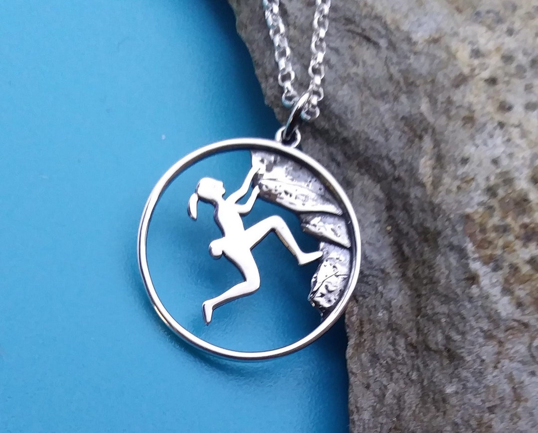 Mountain Climber Necklace, Mountain Rock Climbing Pendant - Hiker ...