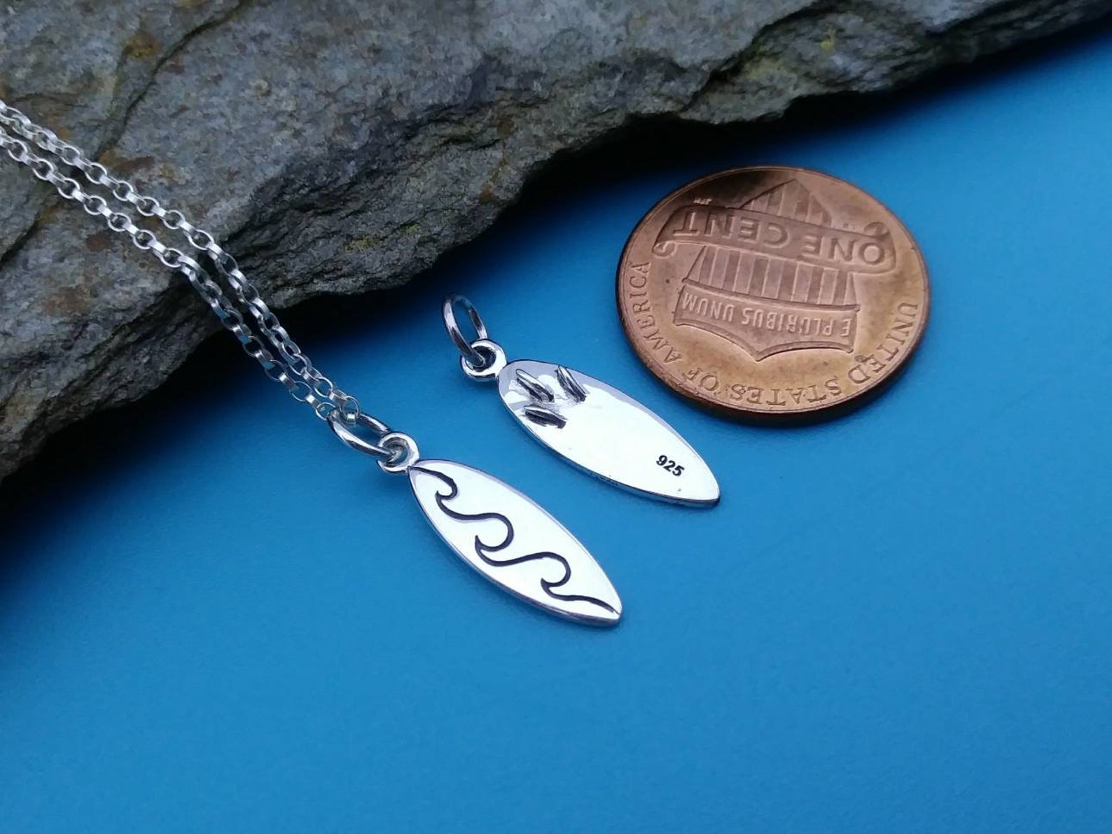 Surfing Necklace Gift for Surfer Surfboard Charm Sterling - Etsy