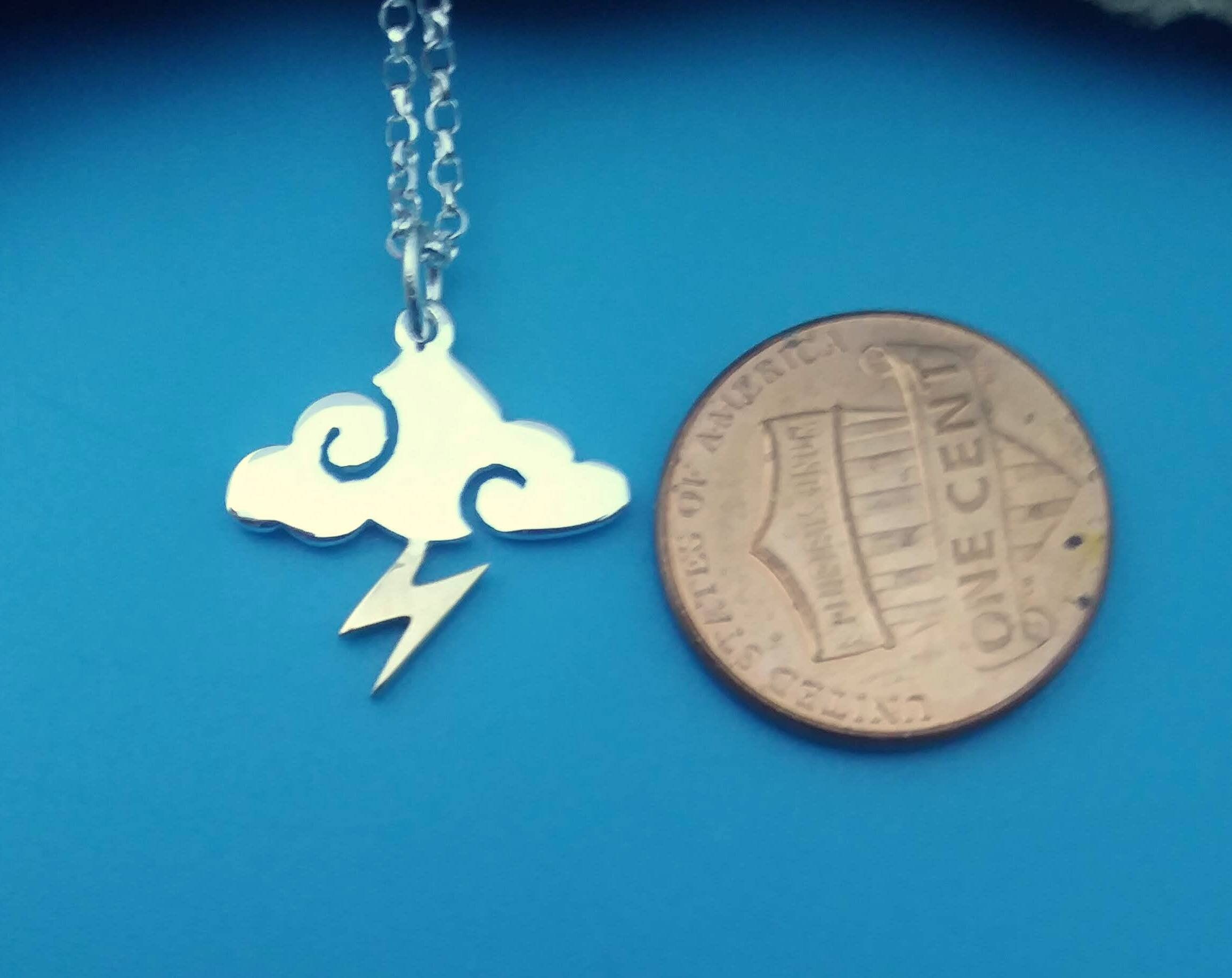 Storm Cloud With Lightning Charm or Necklace Sterling Silver - Etsy