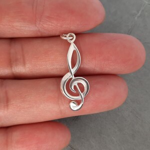 Treble Clef Charm Necklace in Sterling Silver Chain Large Music G-clef ...