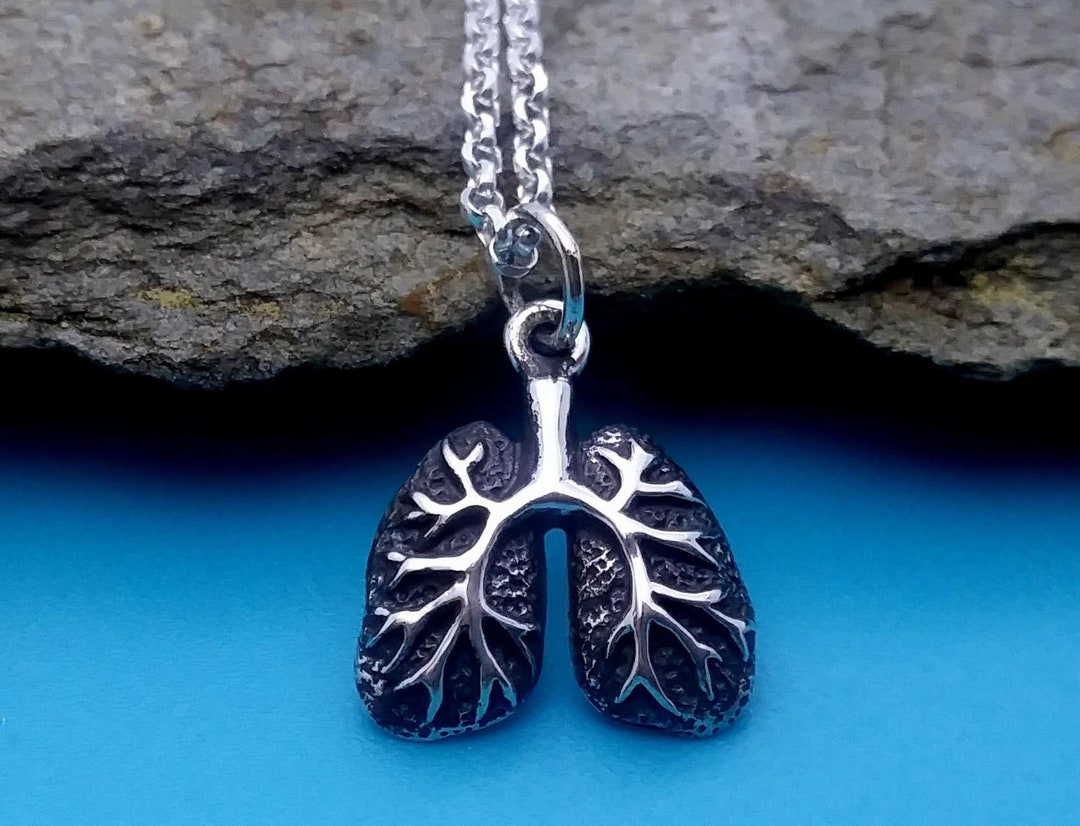 Lungs Necklace, Lungs Charm Sterling Silver, Gift for Medical Students ...