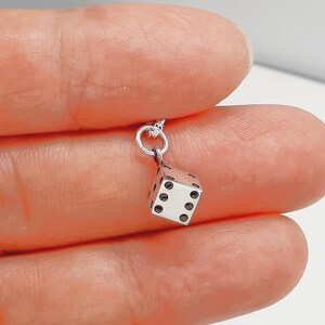 Sterling Silver Dice Necklace, 3D Tiny Dice Charm Pendant - Etsy