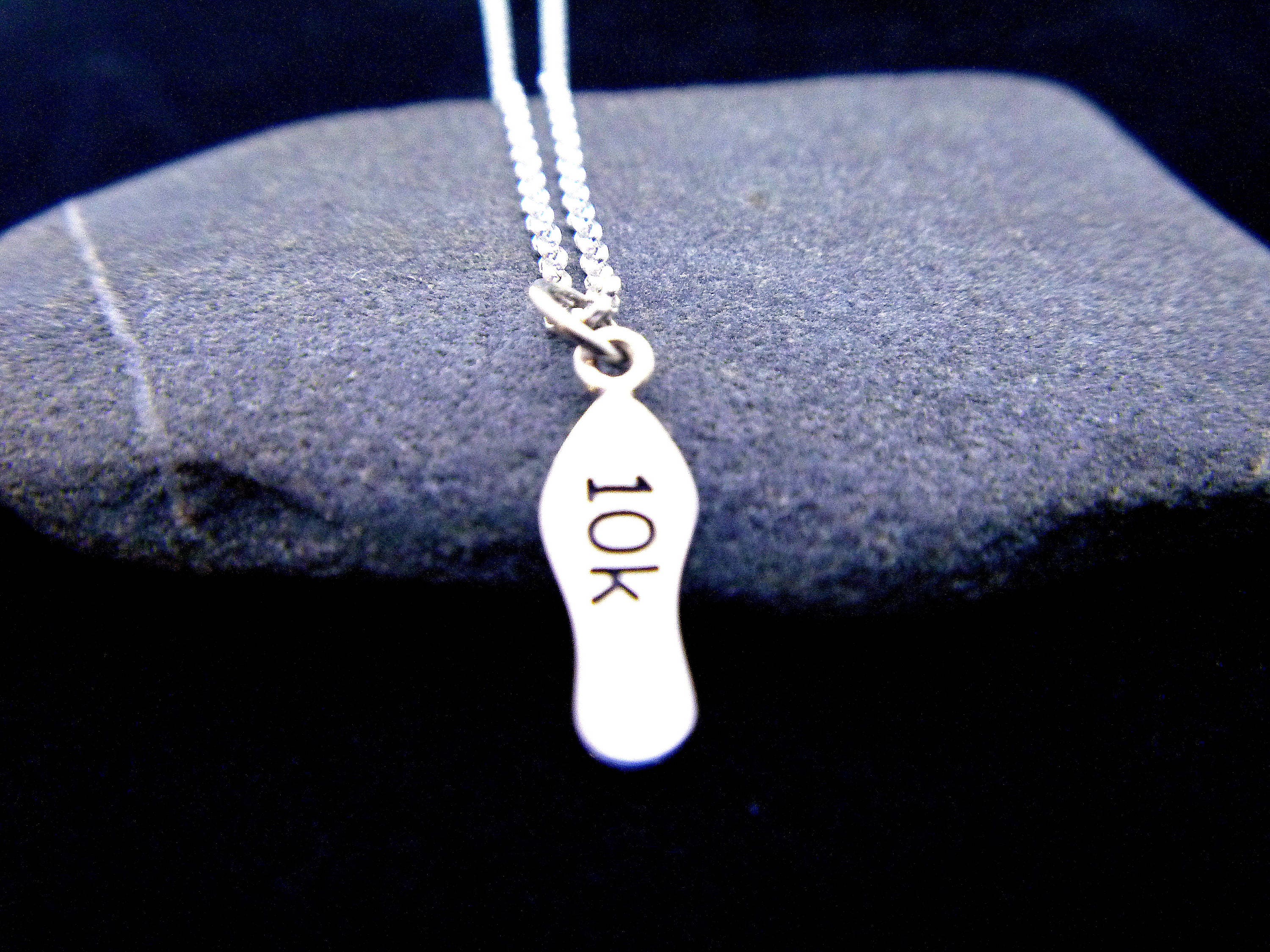 10K Runner Necklace Sterling Silver Shoe Charm Running Jewelry - Etsy