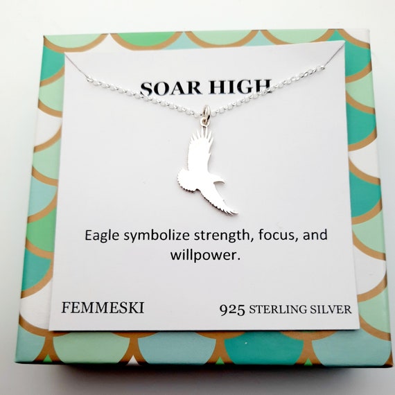 SOAR HIGH Eagle Necklace Message Card of Strength Focus and - Etsy