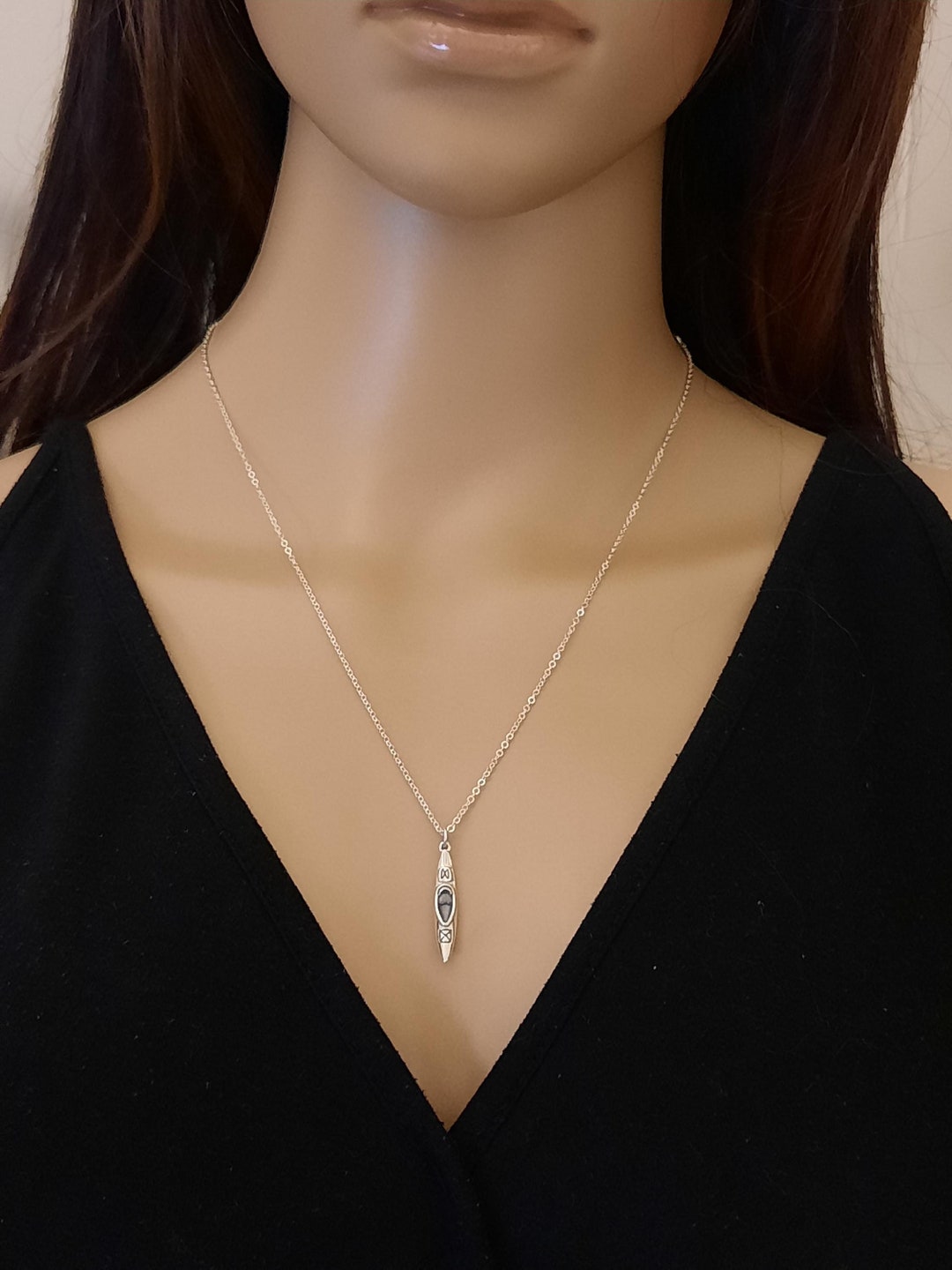 Kayak Necklace, Sterling Silver Kayak Pendant, Kayaking Jewelry, Kayak ...