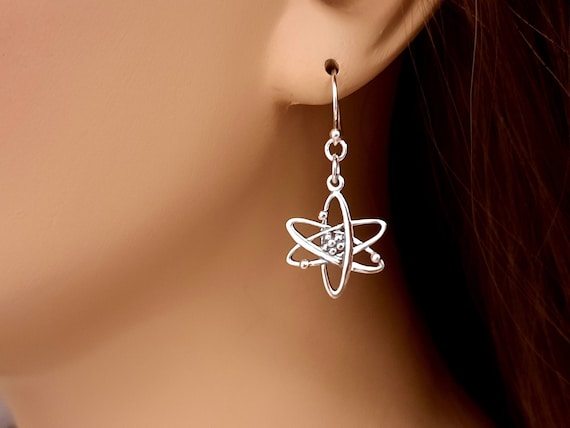 Atom Earrings Science Earrings Sterling Silver Atom Jewelry for Chemist Scientist Physicist Med Student Women Lab Tech Bio Engineer Etsy