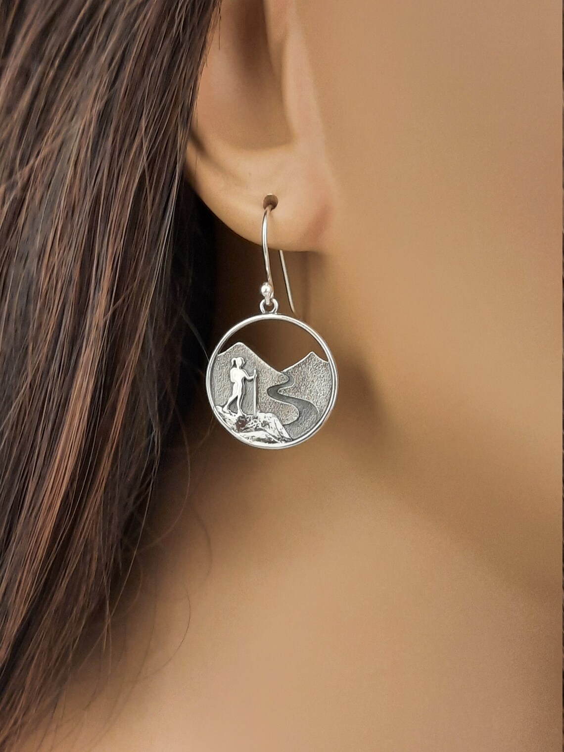 Hiking Girl Earrings Trail Walk Adventure Hiker Gift for | Etsy