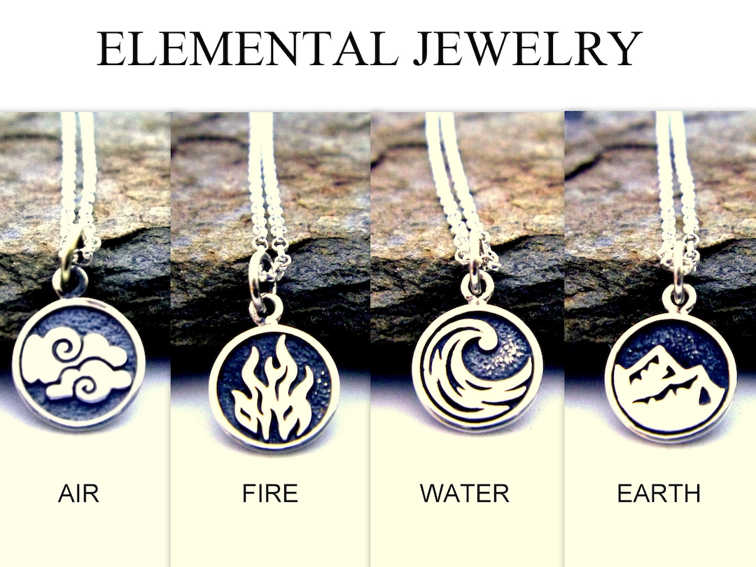 Four Elements Necklace, Sterling Silver, Fire, Air, Water, Earth ...