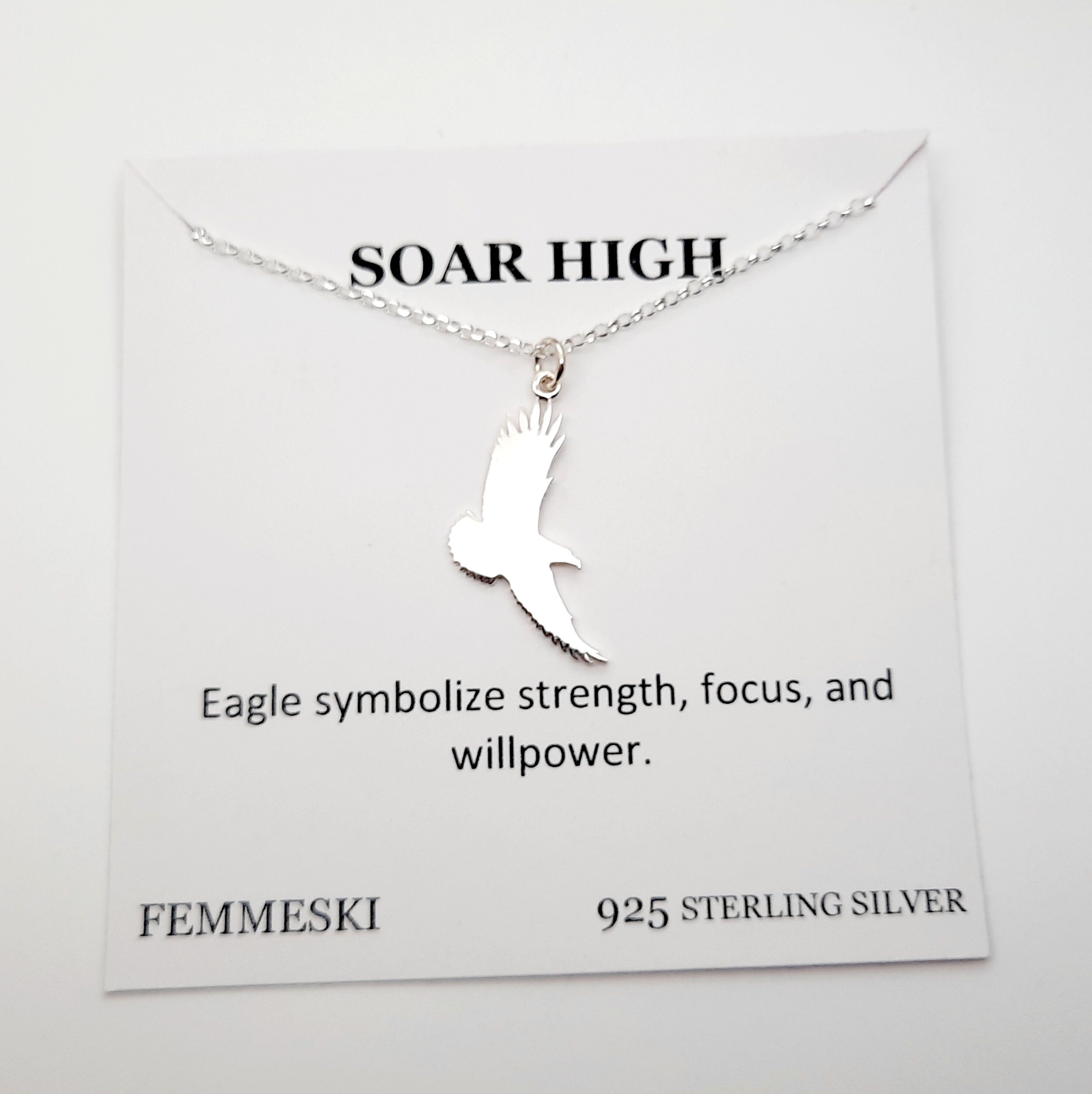 SOAR HIGH Eagle Necklace Message Card of Strength Focus and - Etsy