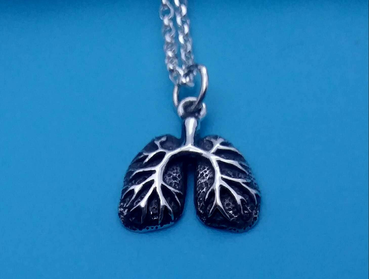 Lungs Necklace Lungs Charm Sterling Silver Gift for Medical - Etsy