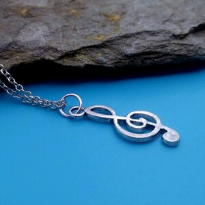 G Clef Charm Necklace, Silver Treble Clef Music Jewelry, Gift for Music ...
