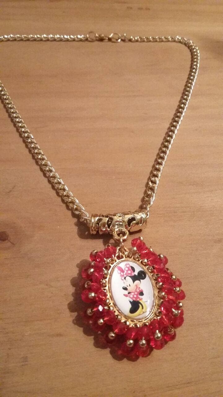 Minnie Mouse Pendant and Necklace and Cinderella - Etsy