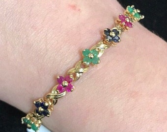 Ruby and Sapphire Bracelet - Etsy