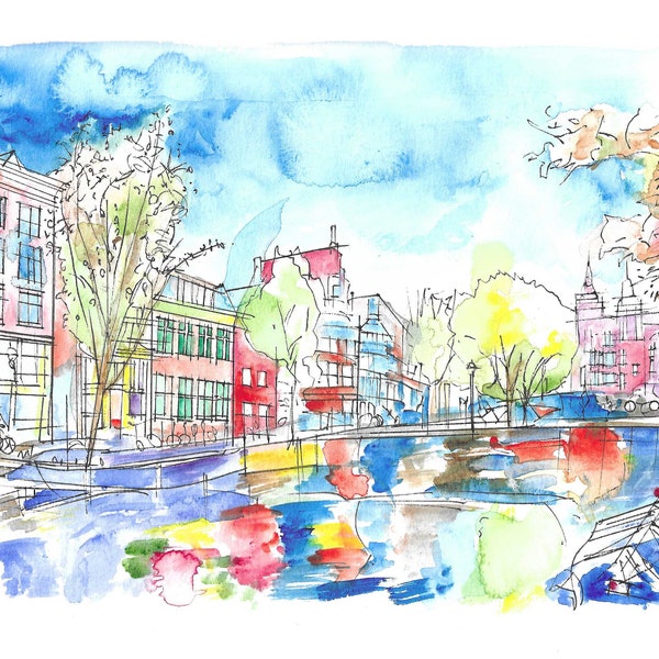 Amsterdam Painting Original Watercolor - Etsy