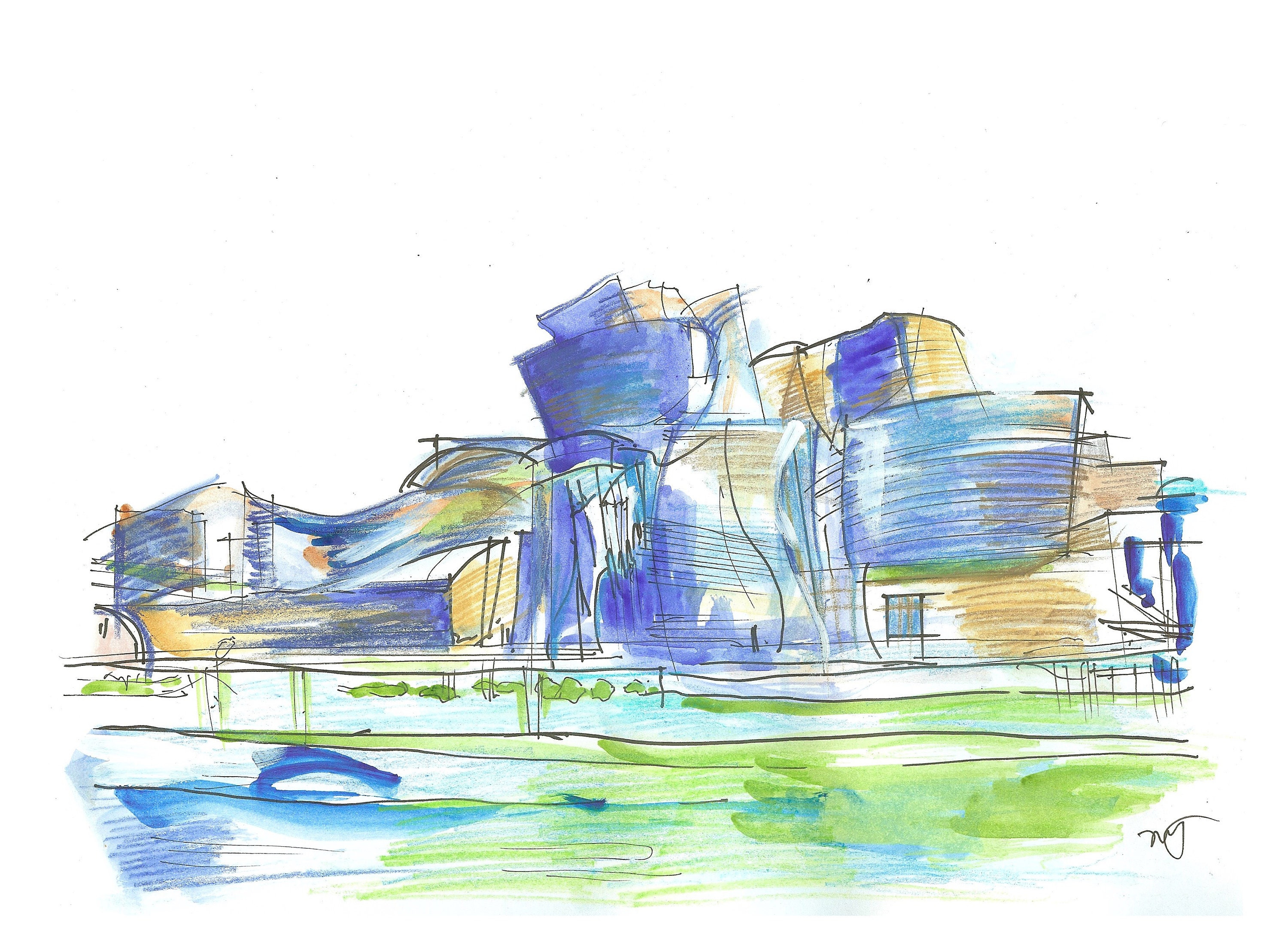 ART PRINT of Guggenheim Bilbao Drawing Museum Modern Contemporary Art ...