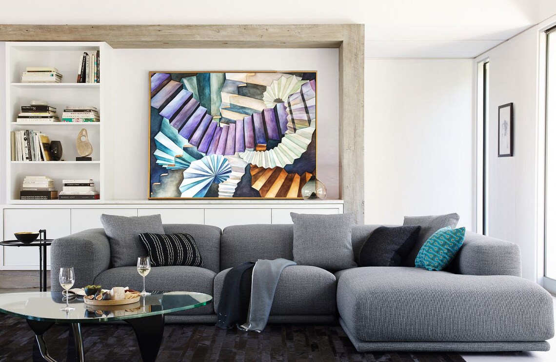 Abstract Watercolor Painting | Stairs Art | Contemporary Wall Art ...