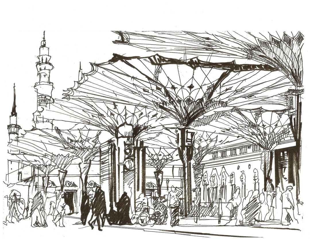 PRINT of Original Drawing | Art Print | Saudi Arabia Art | Line | Black ...