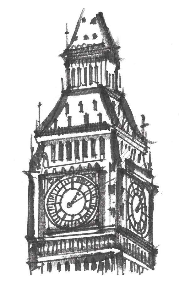 Big Ben Close Up Drawing
