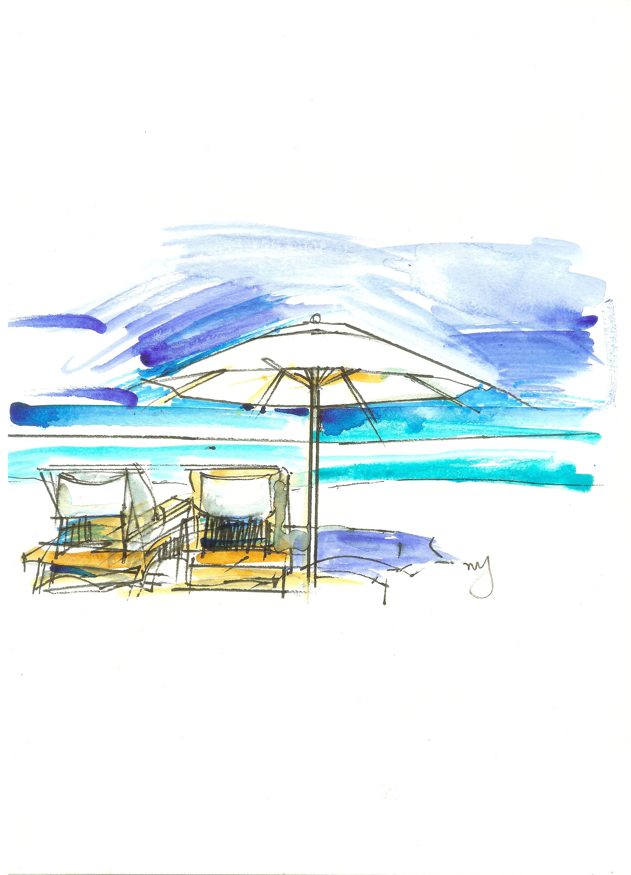 Original Watercolor Drawing | Maldives Painting | Private Beach ...