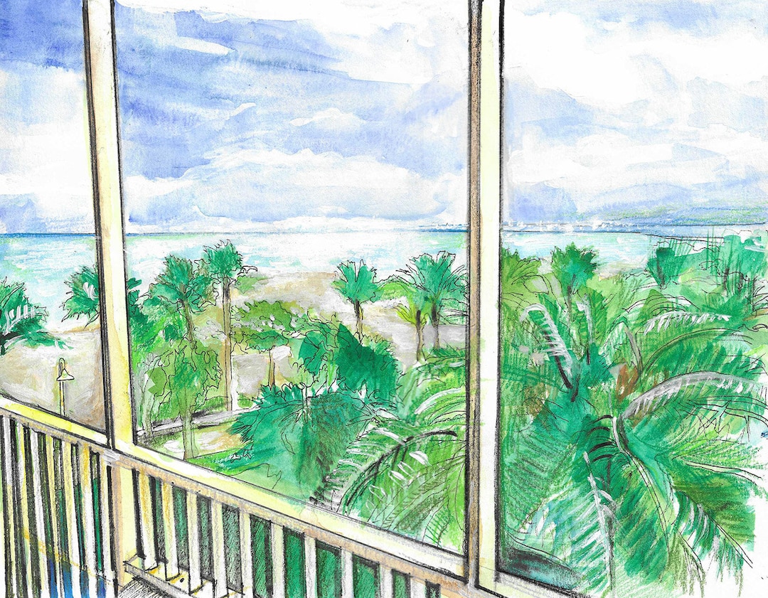 Watercolor Drawing PRINT | Costa Del Sol Beach View | Spain | Algarrobo ...