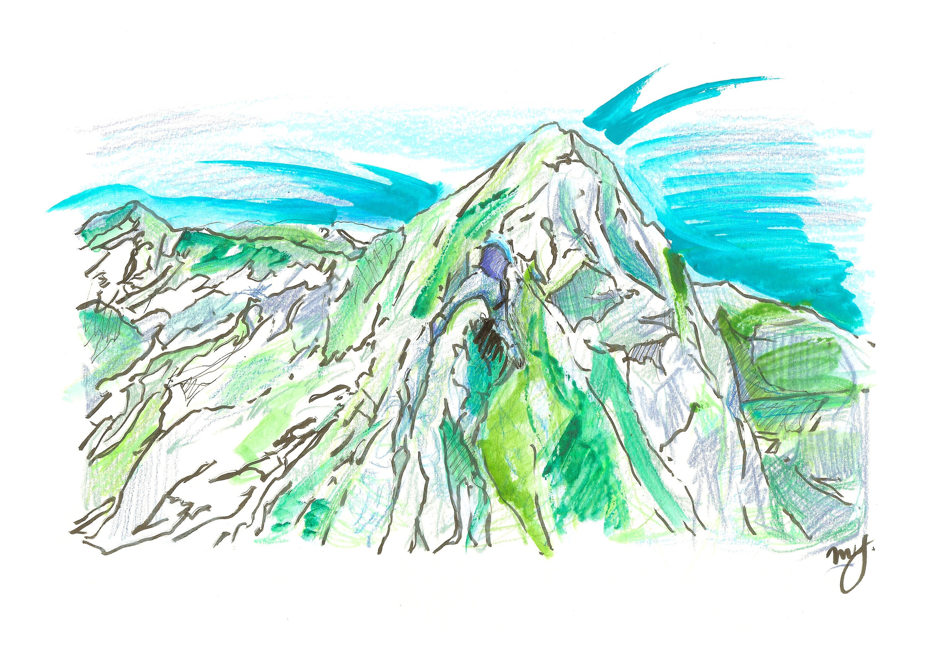 Original Color Pencil Drawing | Knife Edge | Maine Hiking | Baxter ...