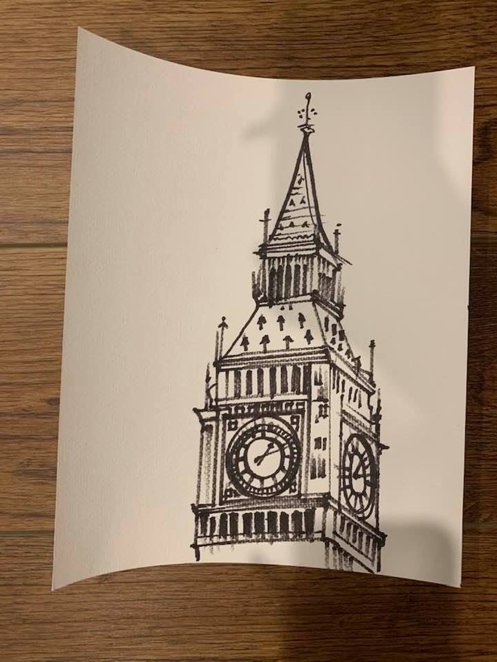 London Original Sketch Marker Drawing Close up Big Ben United Kingdom ...