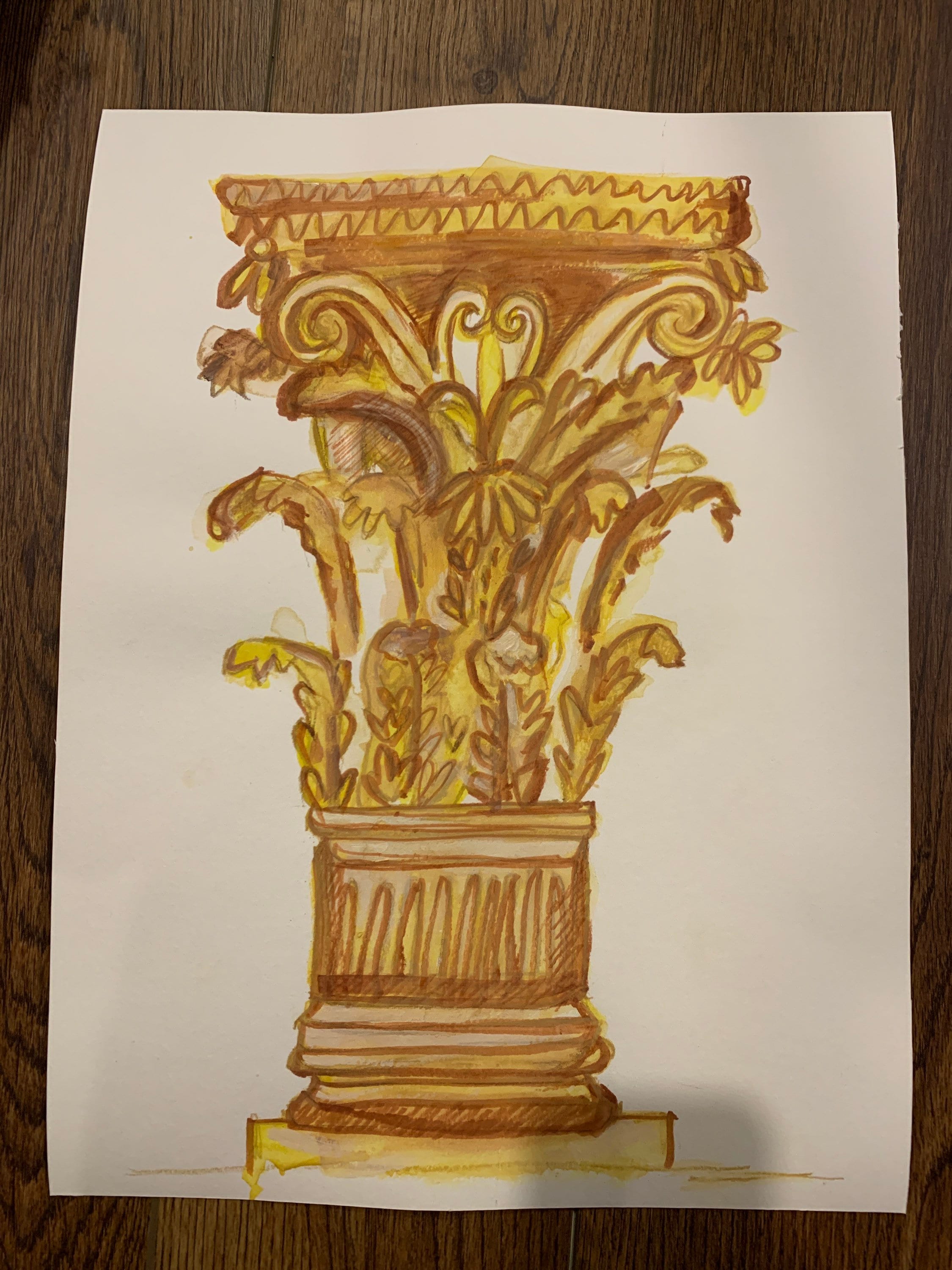 Close up Drawing | Original Painting | Ionic Column | Greek ...